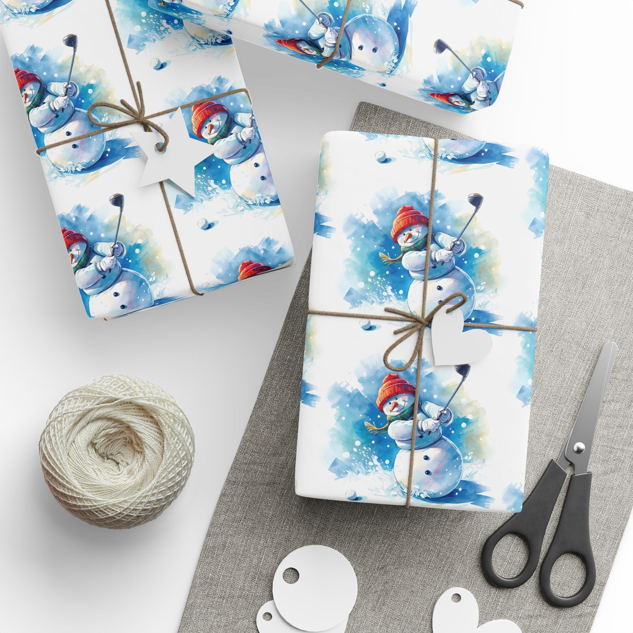 Golfing Snowman Christmas Wrapping Paper | Golf Gift Wrap | House of 1776